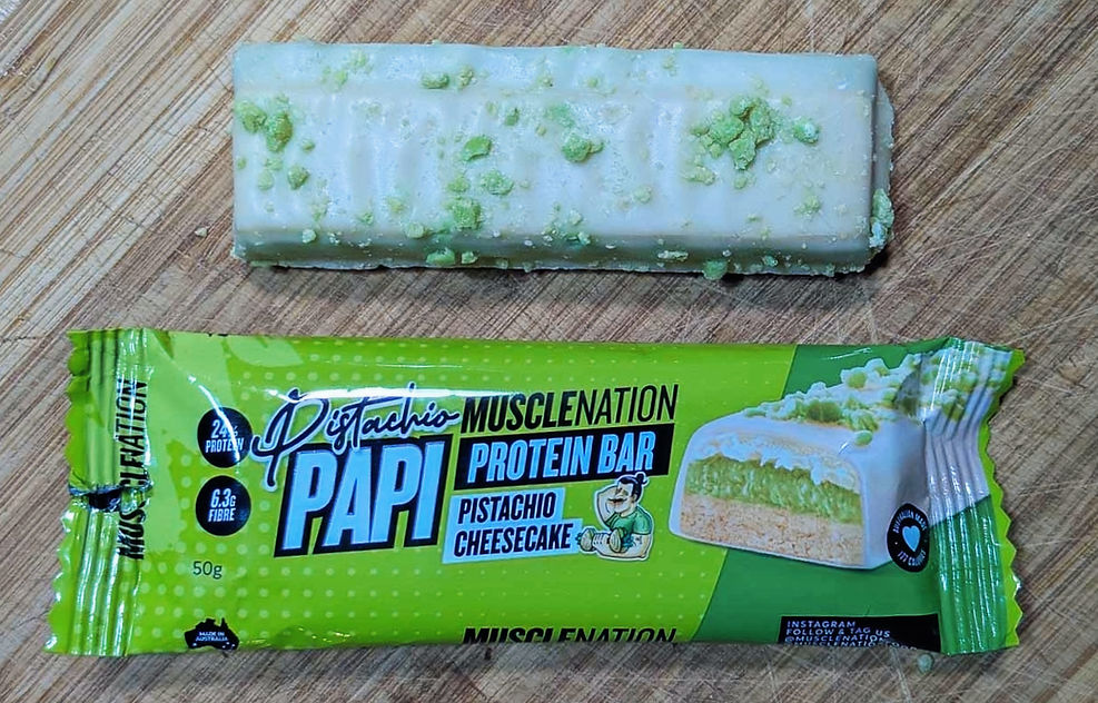 Muscle Nation Pistachio Papi Cheesecake Protein Bar Reviewed & Taste ...